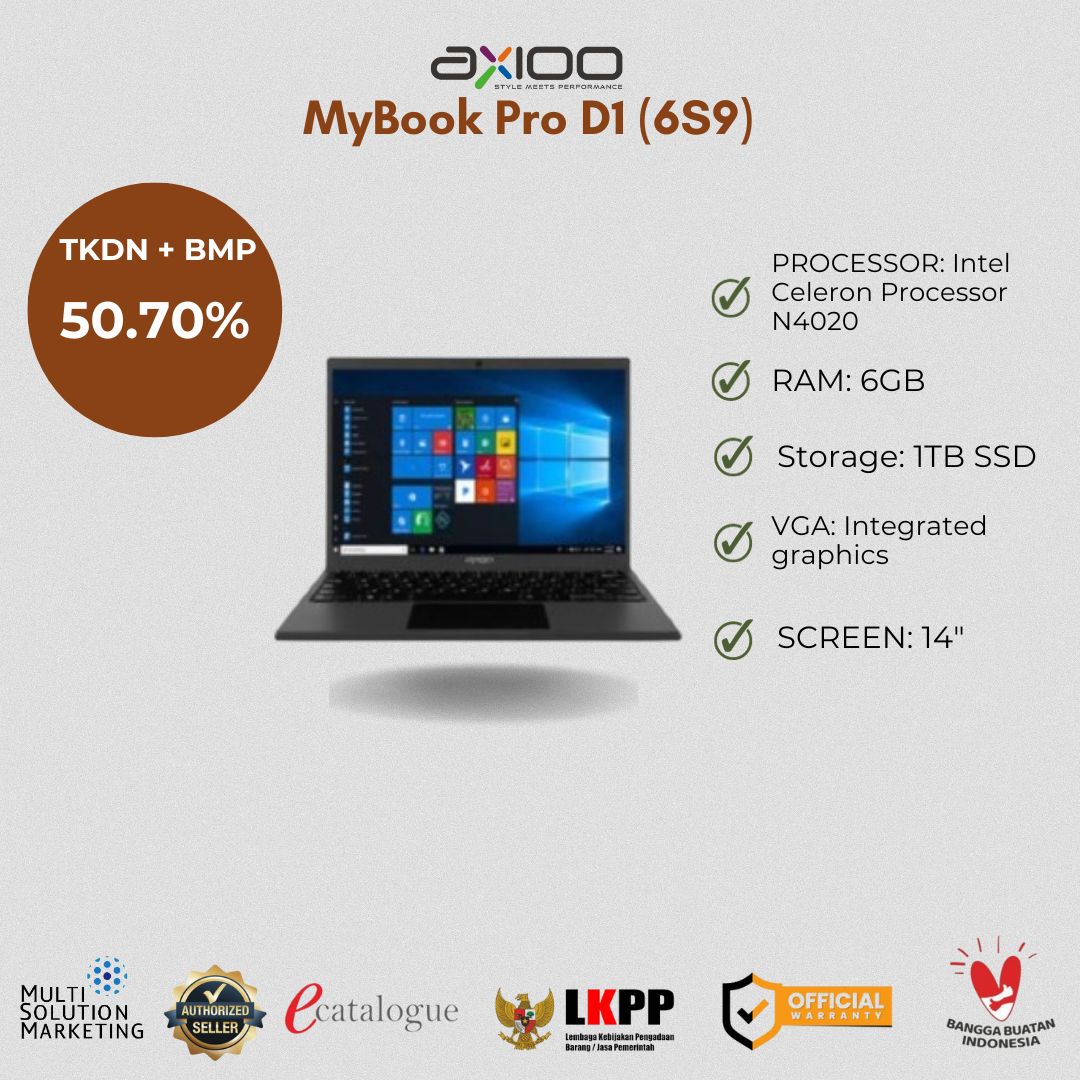 Jual Axioo TKDN Laptop MyBook Pro D1 (6S9) | PaDi UMKM