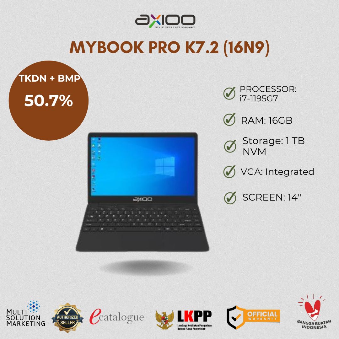 Jual Axioo TKDN Laptop MyBook Pro K7.2 (16N9) | PaDi UMKM