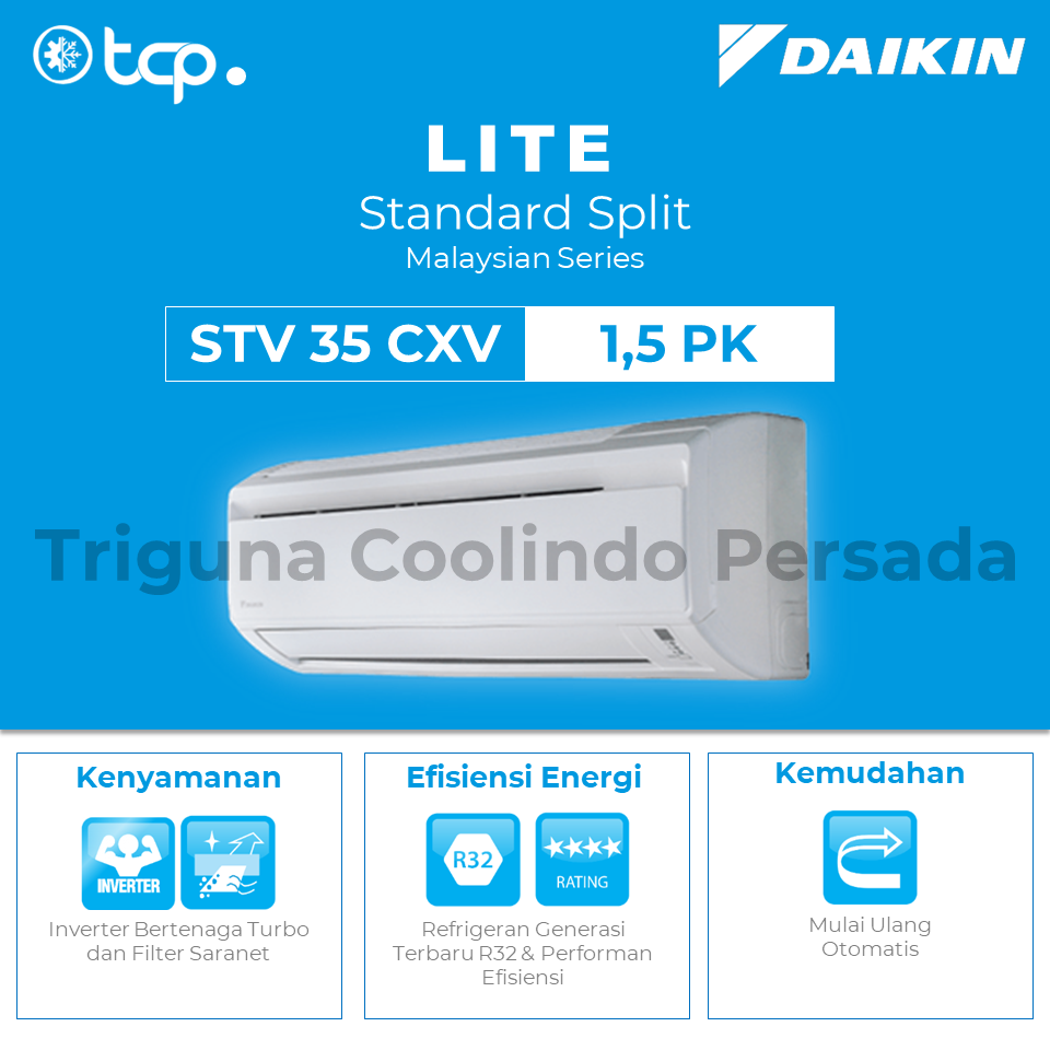 Jual AC Daikin Split 1,5 PK Lite Malaysian Non Inverter STV35CXV | PaDi ...