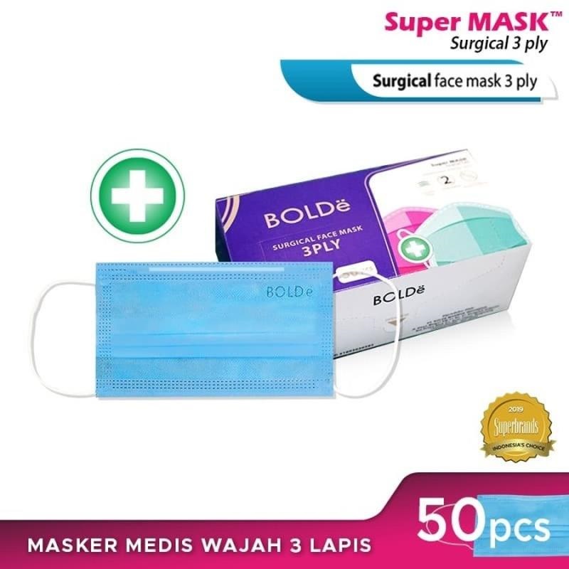 Jual BOLDe Super Mask Surgical Mask 3 Ply 50 Pcs - Biru Muda ...