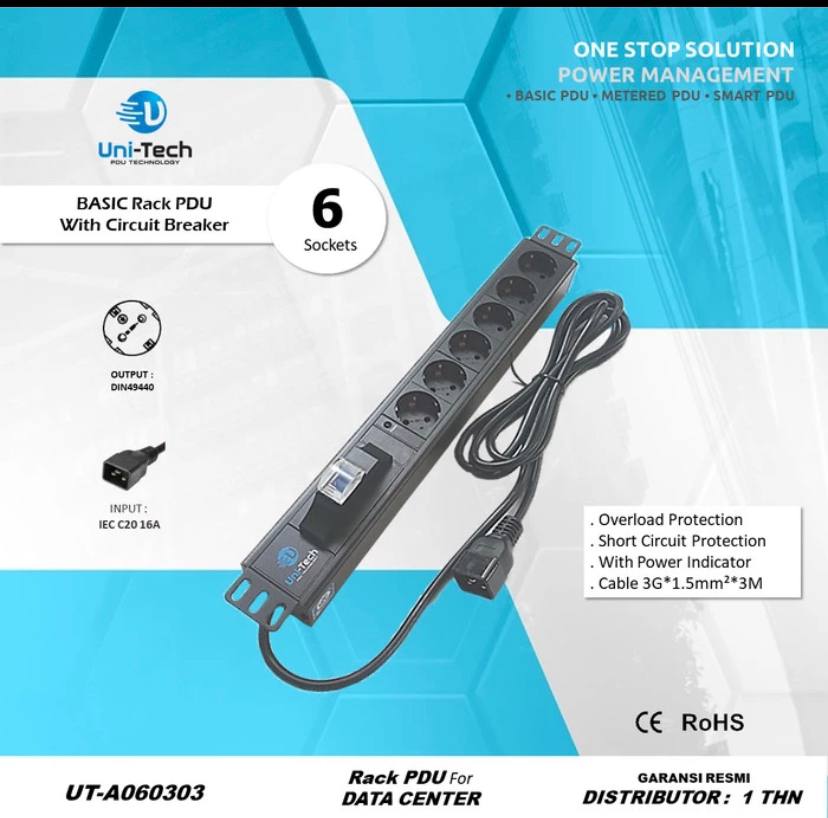Jual PDU input C20 6 Socket | PaDi UMKM