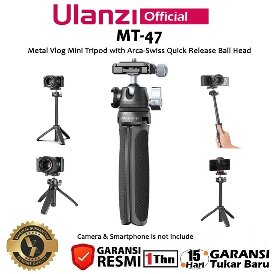 Jual Ulanzi MT-47 Metal Vlog Mini Tripod with Arca Swiss Ball Head ...