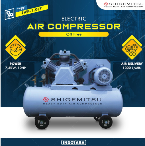 Jual Kompresor Angin Listrik 10HP / 7 BAR 270L Shigemitsu - OIL FREE ...