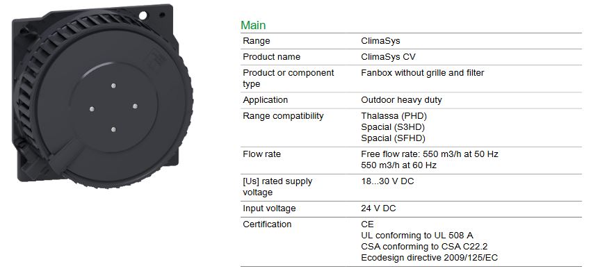 Jual NSYCVF550M24FB Schneider Electric ClimaSys CVHD outdoor HD fan-box ...