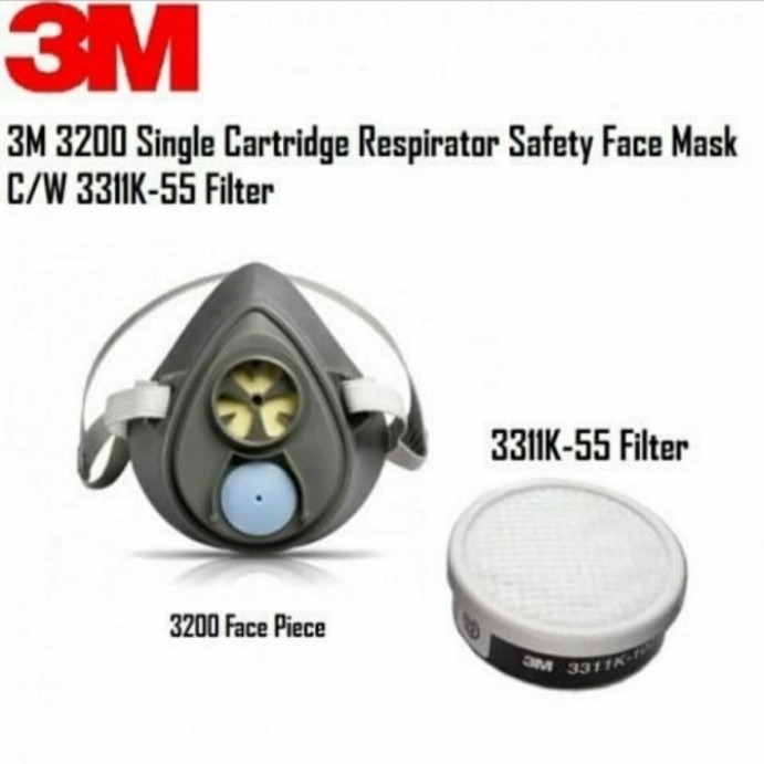 Jual Respirator 3M 3200 3m Reusable Half Face Mask 3200 + Catridge 3311-K55 | PaDi UMKM