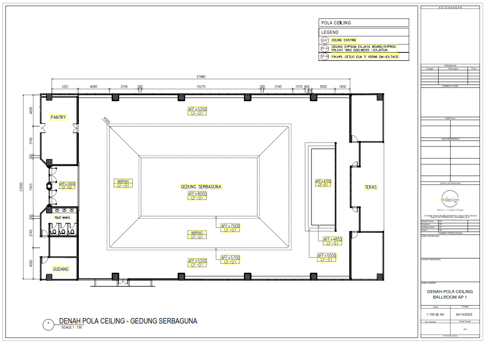 Jual PEMASANGAN PLAFOND DI BALLROOM GEDUNG SERBAGUNA PT ANGKASA PURA I ...