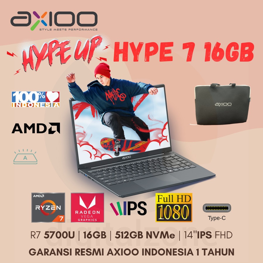 Jual Laptop Axioo HYPE 7 Ryzen 7 5700U 16/512GB NVMe 14"IPS FHD Hype Ryzen - 16/512GB, DOS/ Non ...