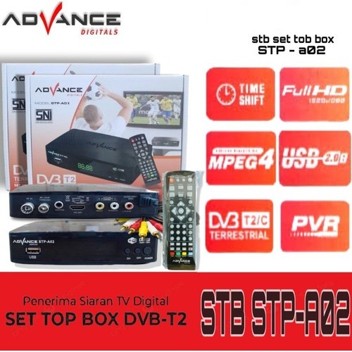 Jual Advance Set Top Box TV STP A02 Digital Receiver DVB T2 Antena UHF Wifi | PaDi UMKM