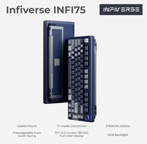 Jual INFI75 Mechanical Keyboard Wireless OLED 75% | PaDi UMKM