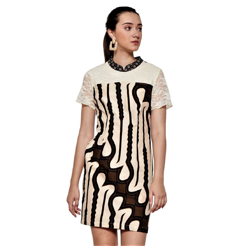 Jual Dress Batik Parang Truntum Kombinasi Brokat | PaDi UMKM