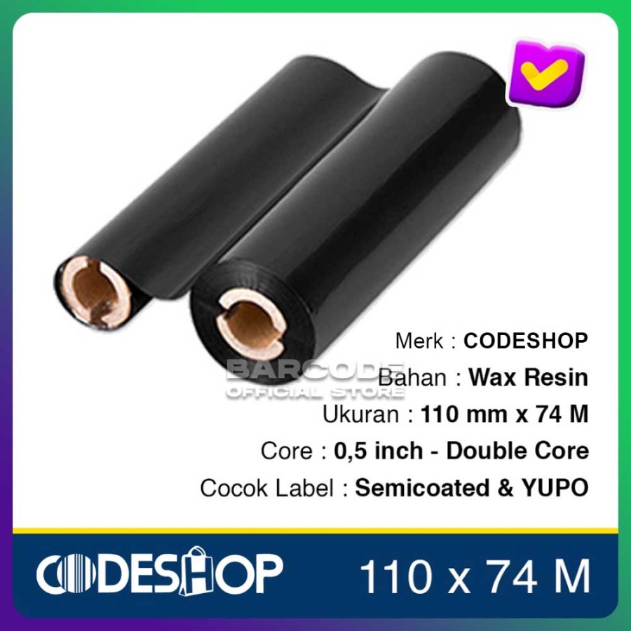 Jual Ribbon Barcode Wax Resin Codeshop 110x74 Meter | PaDi UMKM
