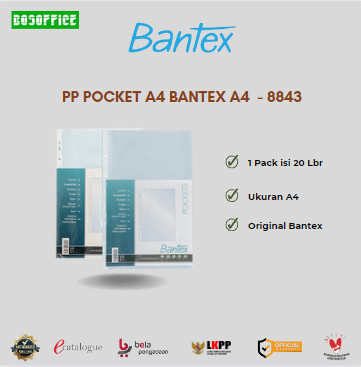 Jual PP POCKET BANTEX F4 0,06 MM 20 LEMBAR - 8843 | PaDi UMKM