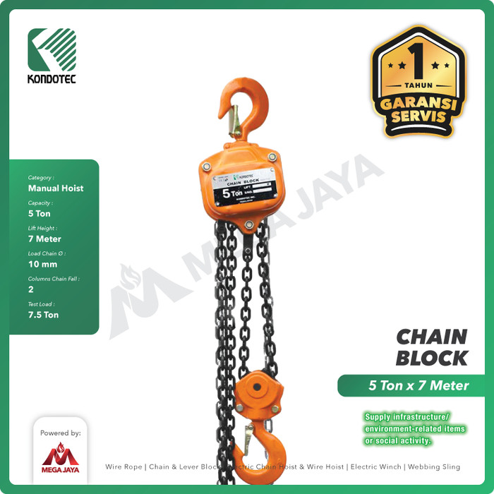 Jual Chain Block Manual 5Ton Panjang Rantai 7 Meters - Load Column 2 ...