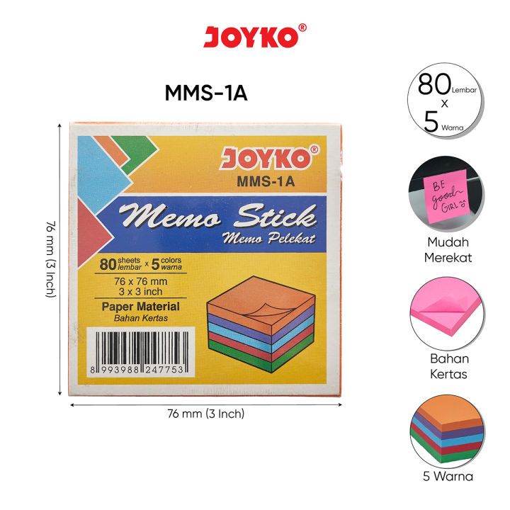 Jual Ketas Post It/Memo Stick Joyko 654 5 Warna | PaDi UMKM