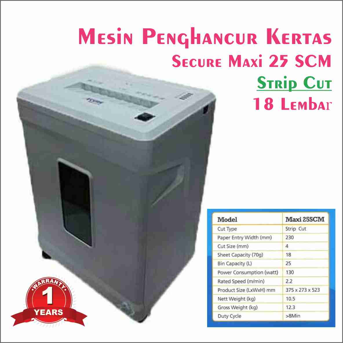 Jual Mesin Penghancur Kertas / Paper Shredder Secure Maxi 25 SCM Strip Cut | PaDi UMKM