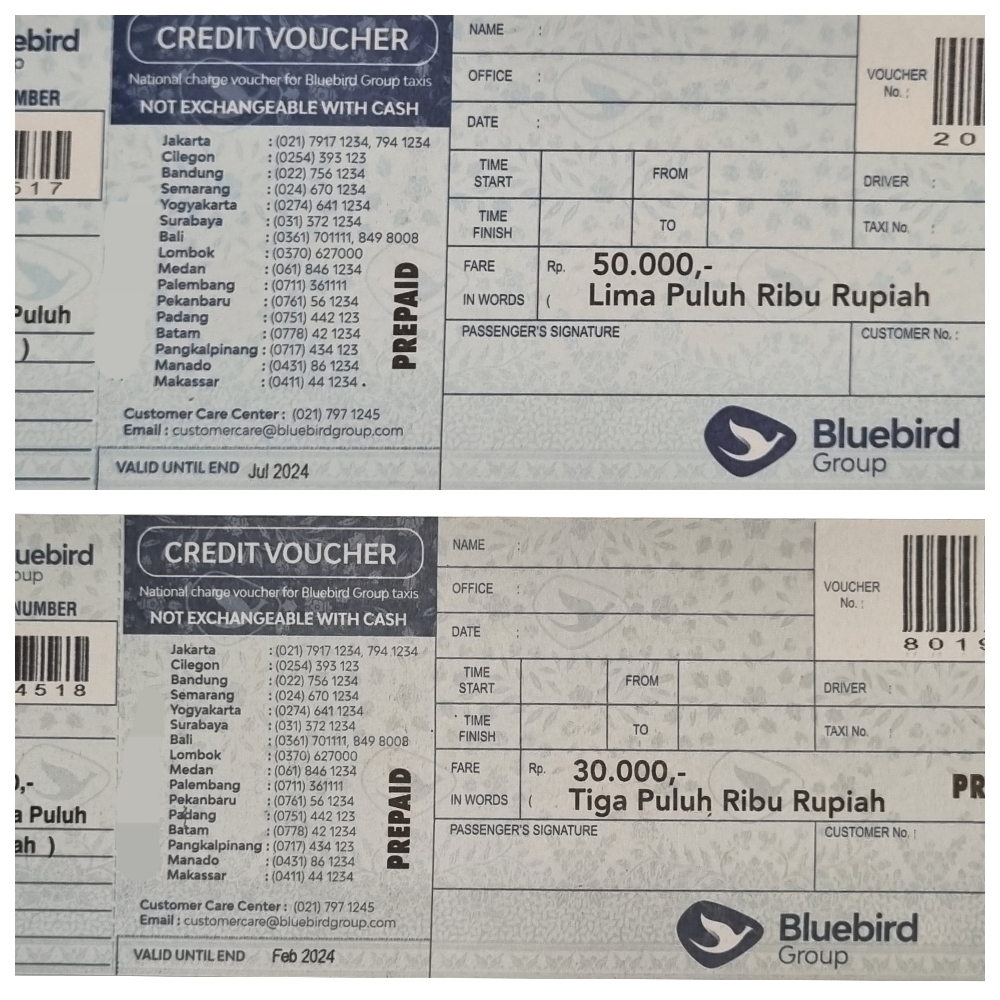 Jual Voucher TAXI Bluebird pecahan 30.000 | PaDi UMKM