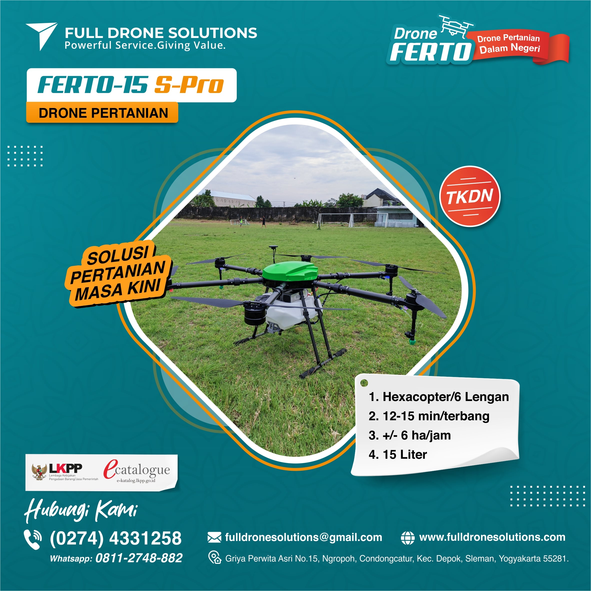 Jual DRONE SPRAYER PERTANIAN FERTO 15 S PRO | PaDi UMKM