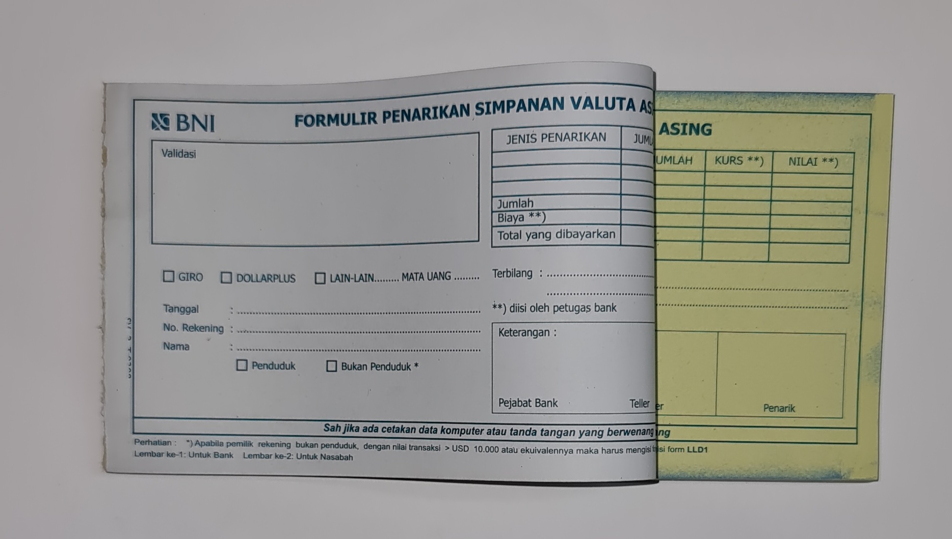 Jual Form. Penarikan Valas | PaDi UMKM