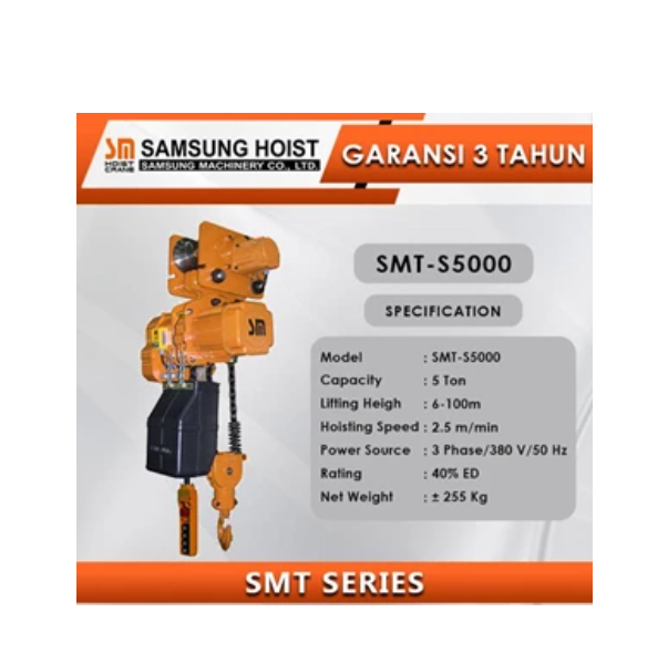 Jual Electric Chain Hoist Samsung With Trolley Series SMT S5000 - 6M ...