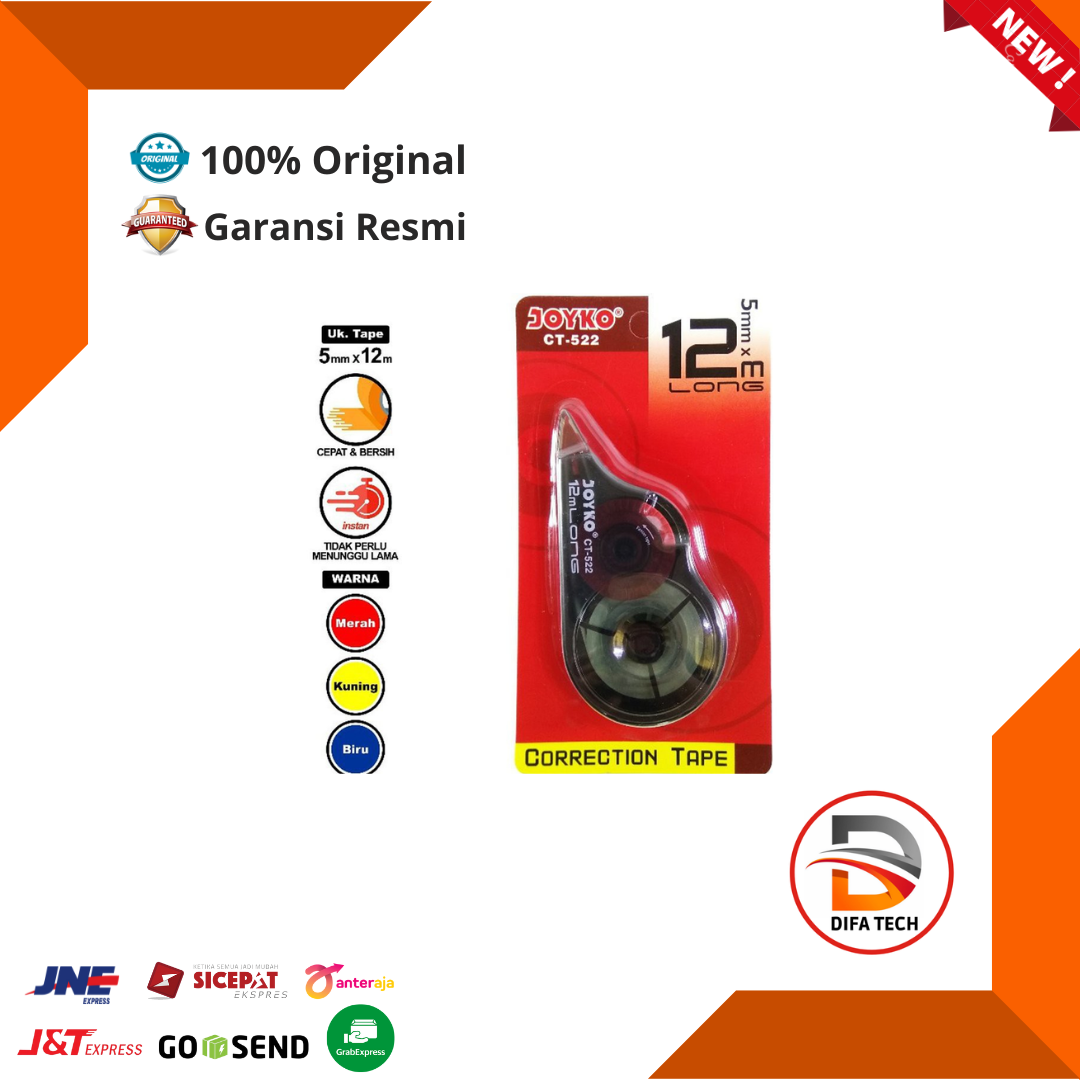 Jual Correction Tape Joyko CT-522 12meter | PaDi UMKM