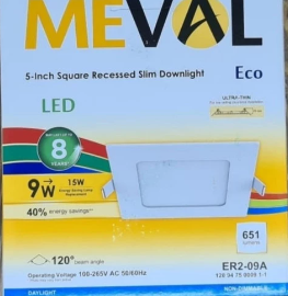 Jual Downlight Kotak / LED Panel 9 Watt Cahaya Putih Meval | PaDi UMKM