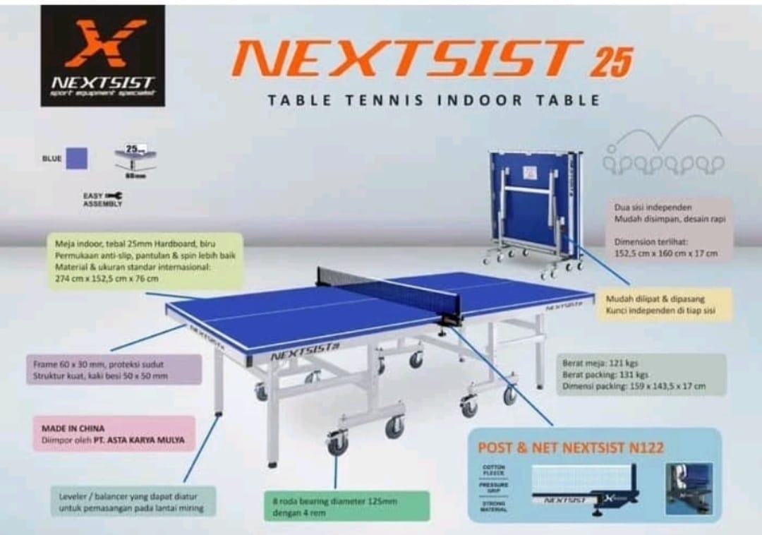 Jual Meja Tenis Nextsist 25 Indoor warna biru | PaDi UMKM