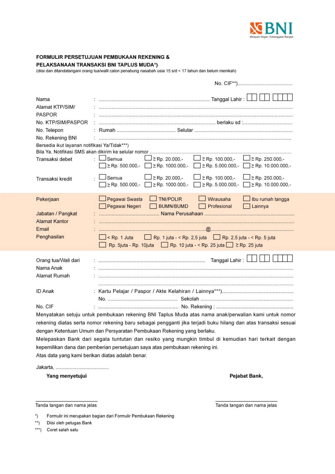 Jual Formulir Persetujuan Pembukaan Rekening & Pelaksanaan Transaksi ...