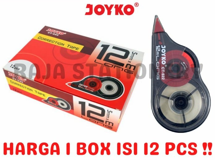 Jual JOYKO CORRECTION TAPE 12m TIPEX KERTAS JOYKO TIPX CT522 1 BOX 12 ...