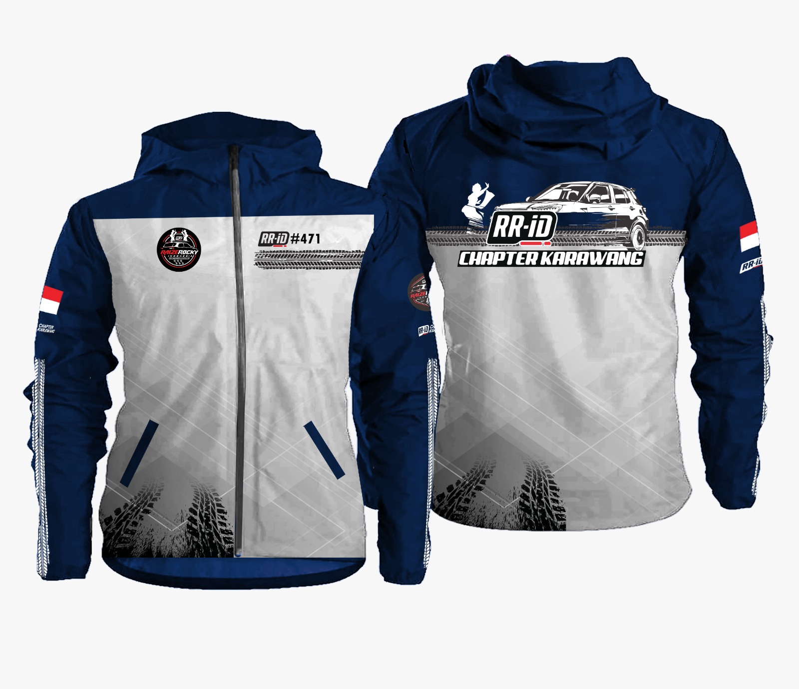 Jual Jaket hoodie, bahan parasut Taslan, desain custom, teknik cetak ...