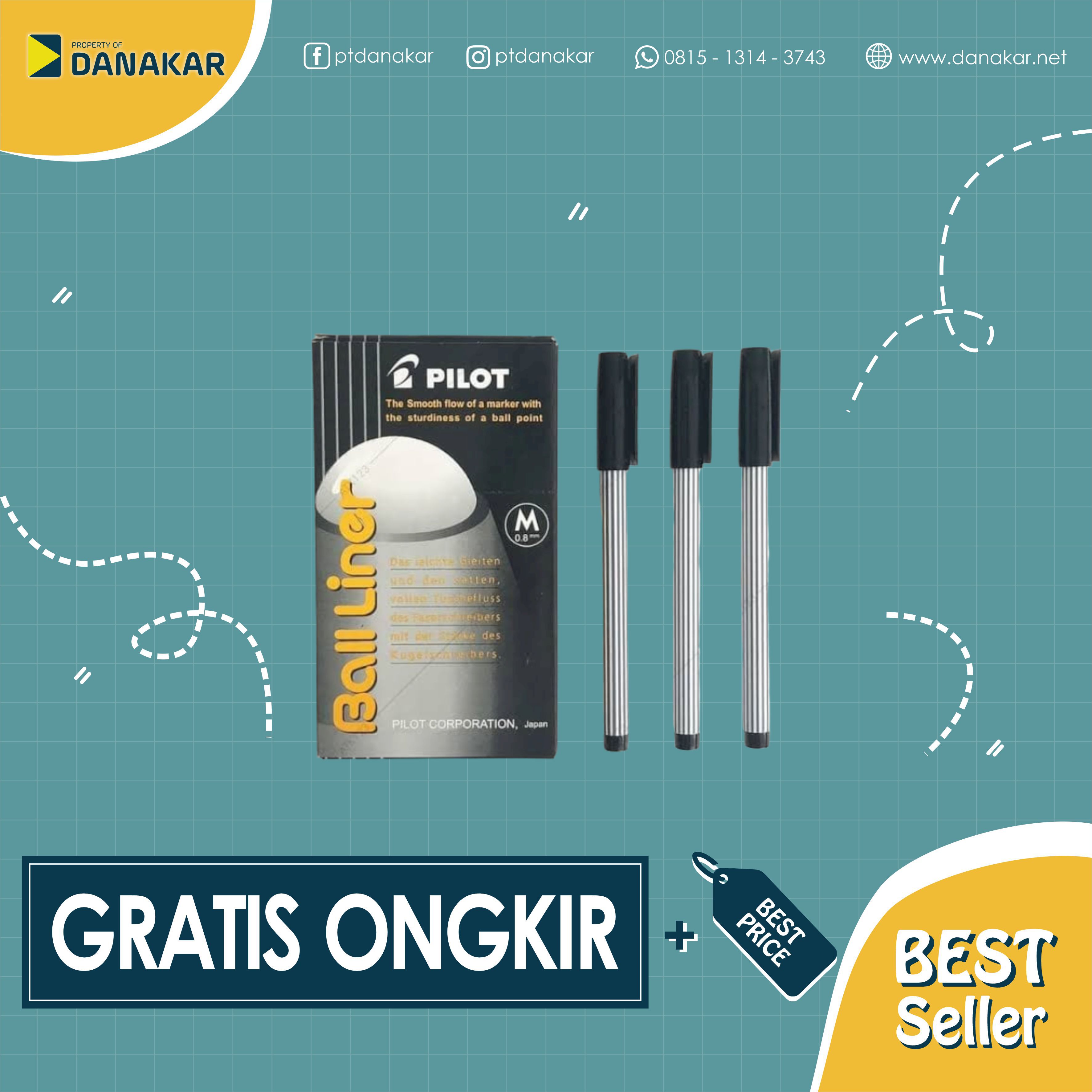 Jual Ball Liner Pilot Hitam Pack | PaDi UMKM