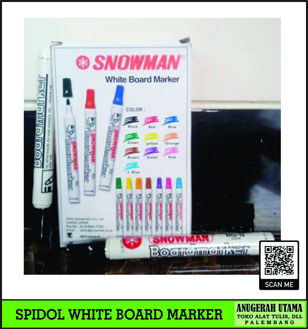 Jual SPIDOL BOARDMARKER WHITEBOARD WARNA BIRU - SNOWMAN (PER PACK @12 ...