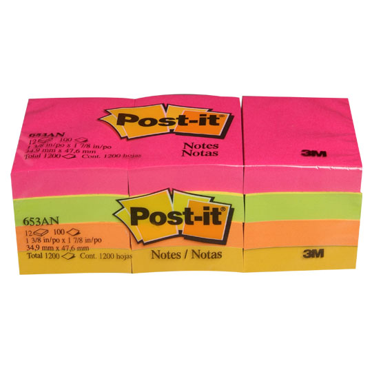 Jual 3M Post-it 653-AN Notes Neon Colour (12Pad) | PaDi UMKM