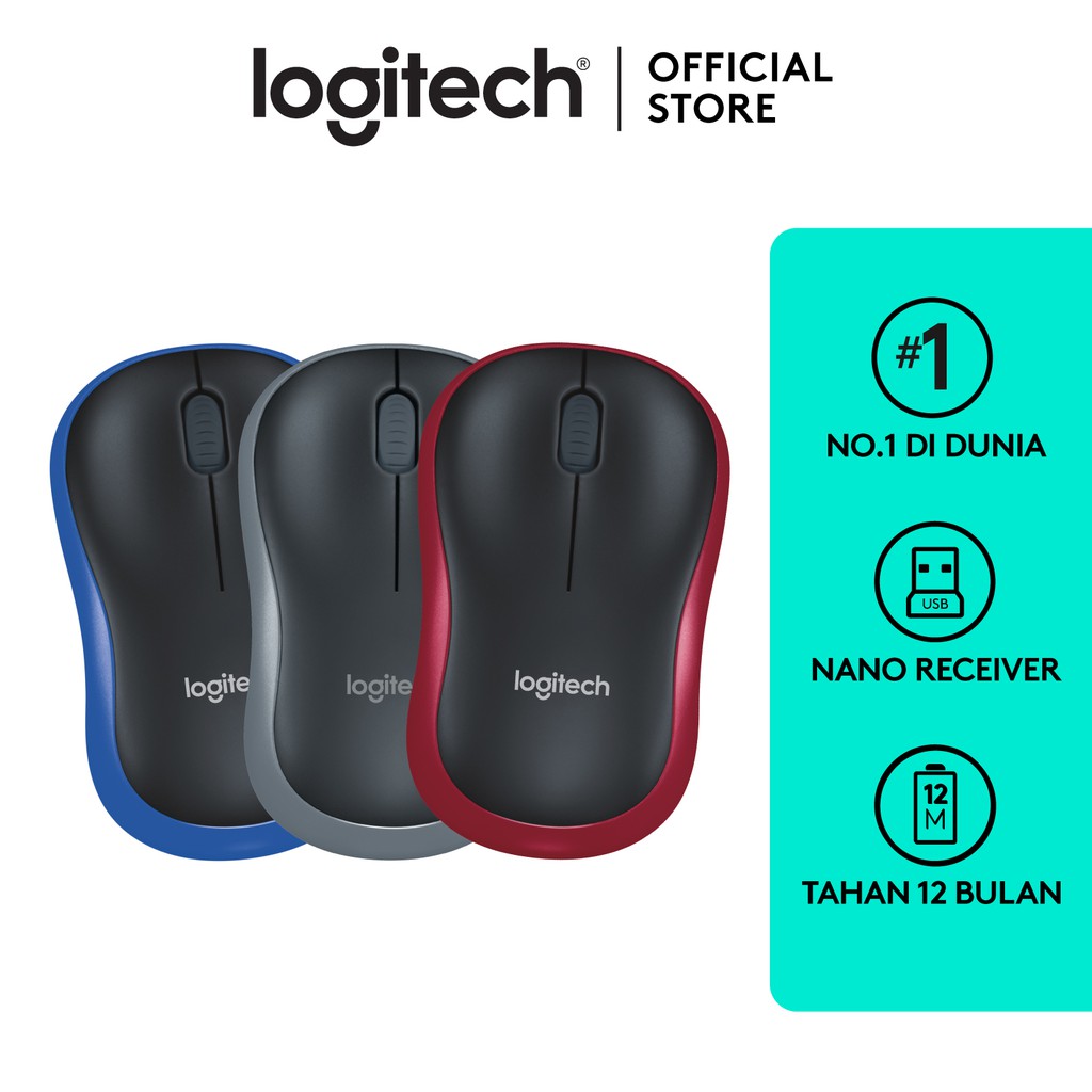 Jual Logitech M185 Wireless Mouse Blue/Red/Grey | PaDi UMKM