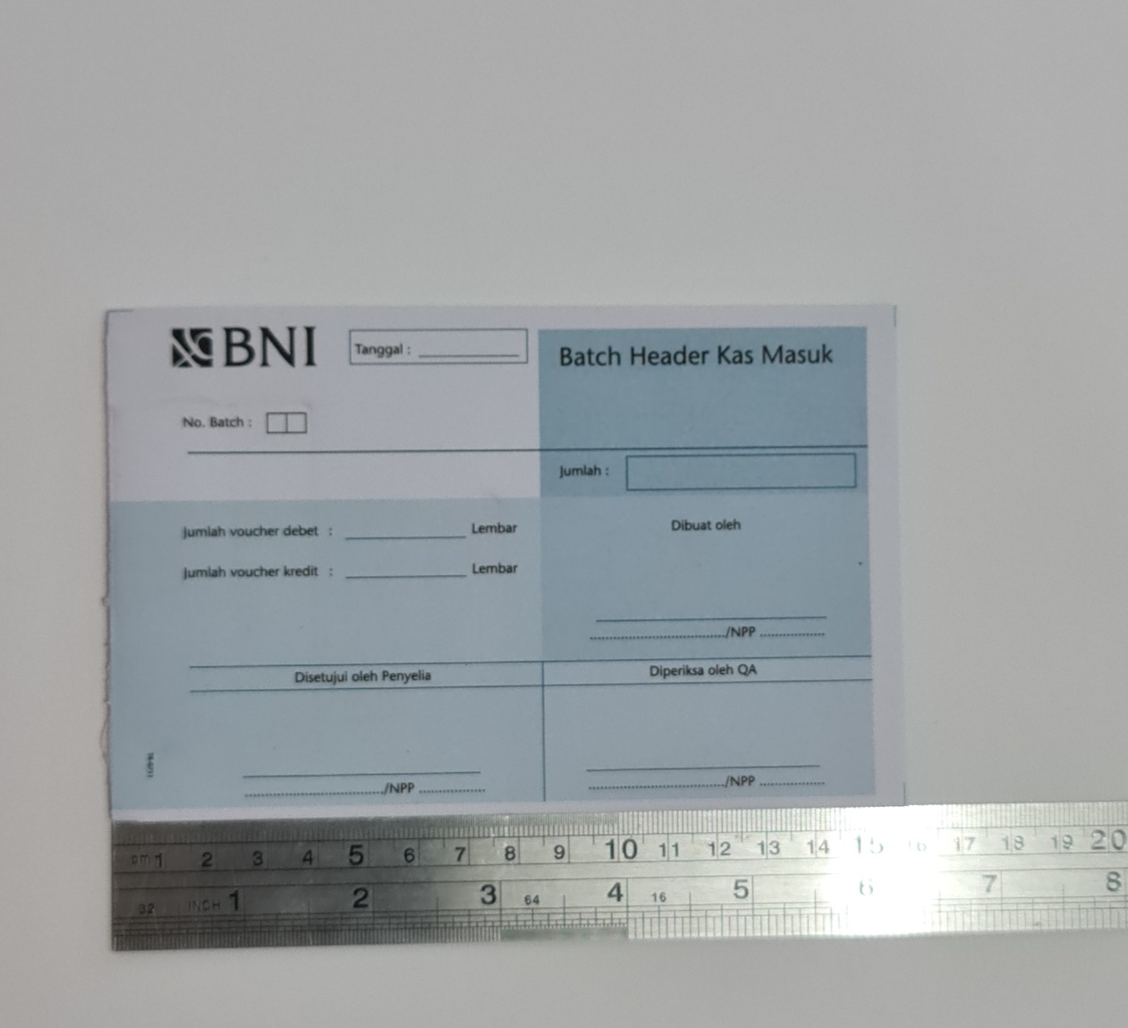 Jual Form. BNI Batch Header Kas Masuk (BKM) | PaDi UMKM