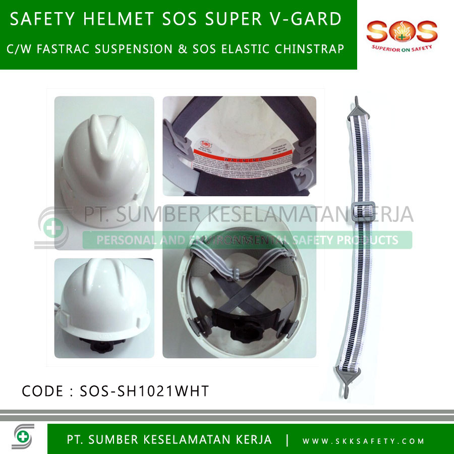 Jual SOS Super V-Gard Helmet White Cap c/w Fastrac Suspension + Tali ...