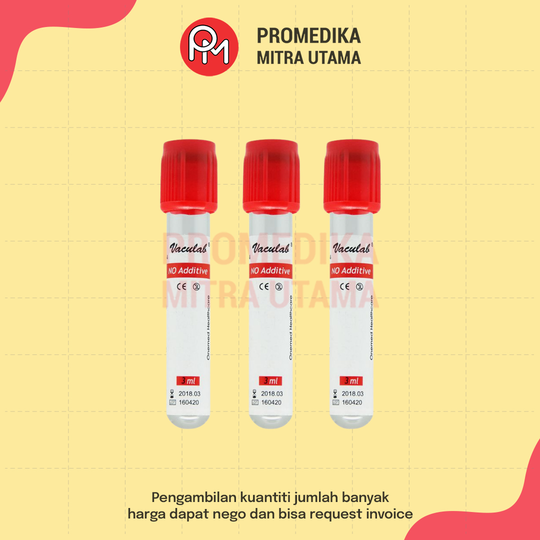 Jual Tabung Darah 3ml Plain Onemed Warna Merah 1Pack | PaDi UMKM